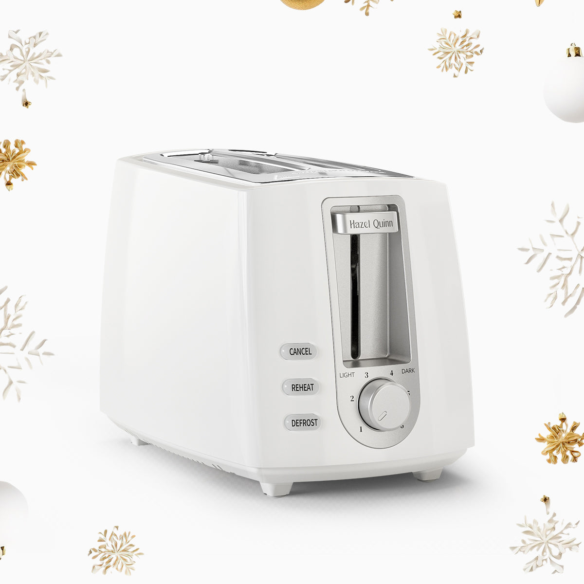 Pearl White 2-Slice Toaster, with 6 Browning Dials, Sleek High Lift Le ...
